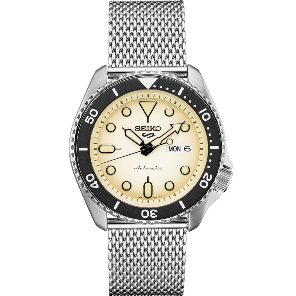 Seiko 5 Sports Suits Cream Mesh SRPD67 - Corvus