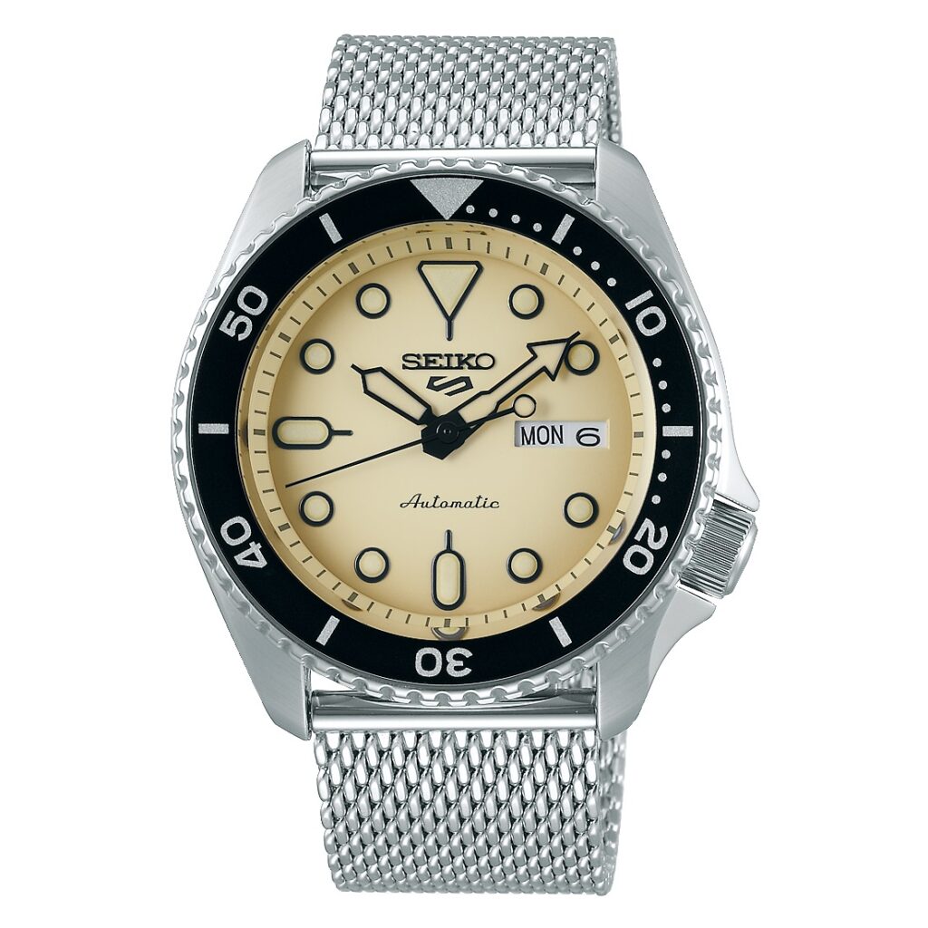 Seiko 5 Sports Suits Cream Mesh SRPD67 - Corvus