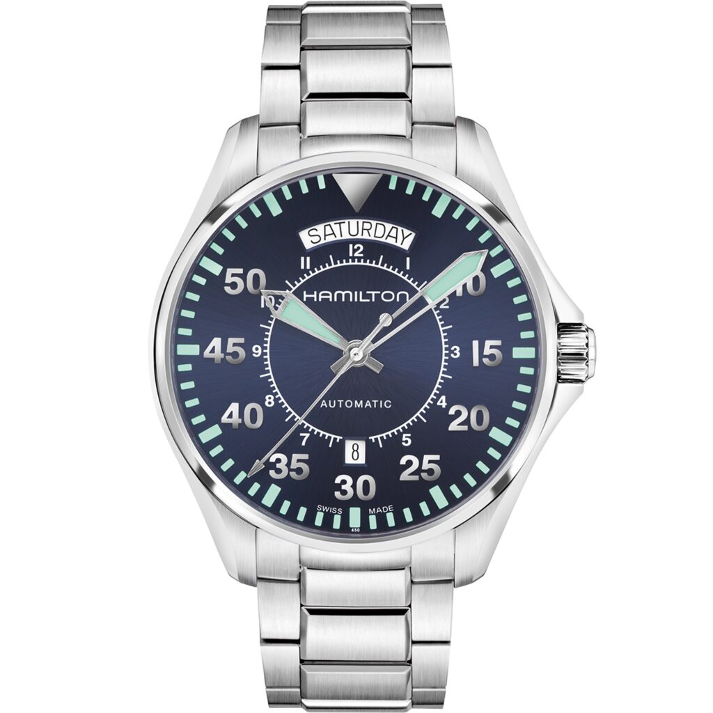 Hamilton Khaki Aviation Pilot Blue Day Date H64615145 - Corvus